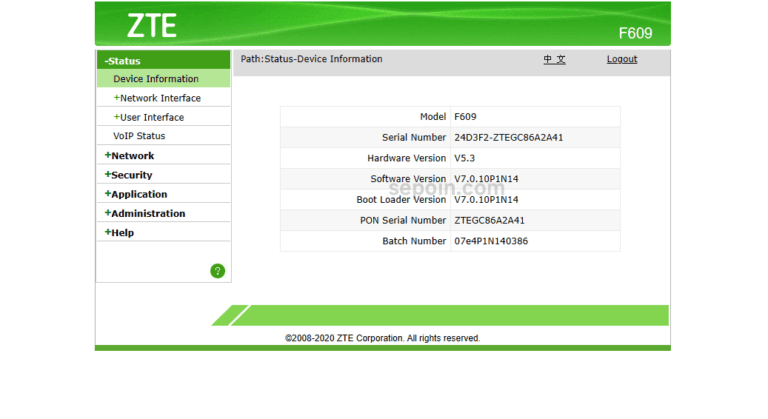 ZTE F609: Login User dan Password Admin + Solusi Error! - Sepoin