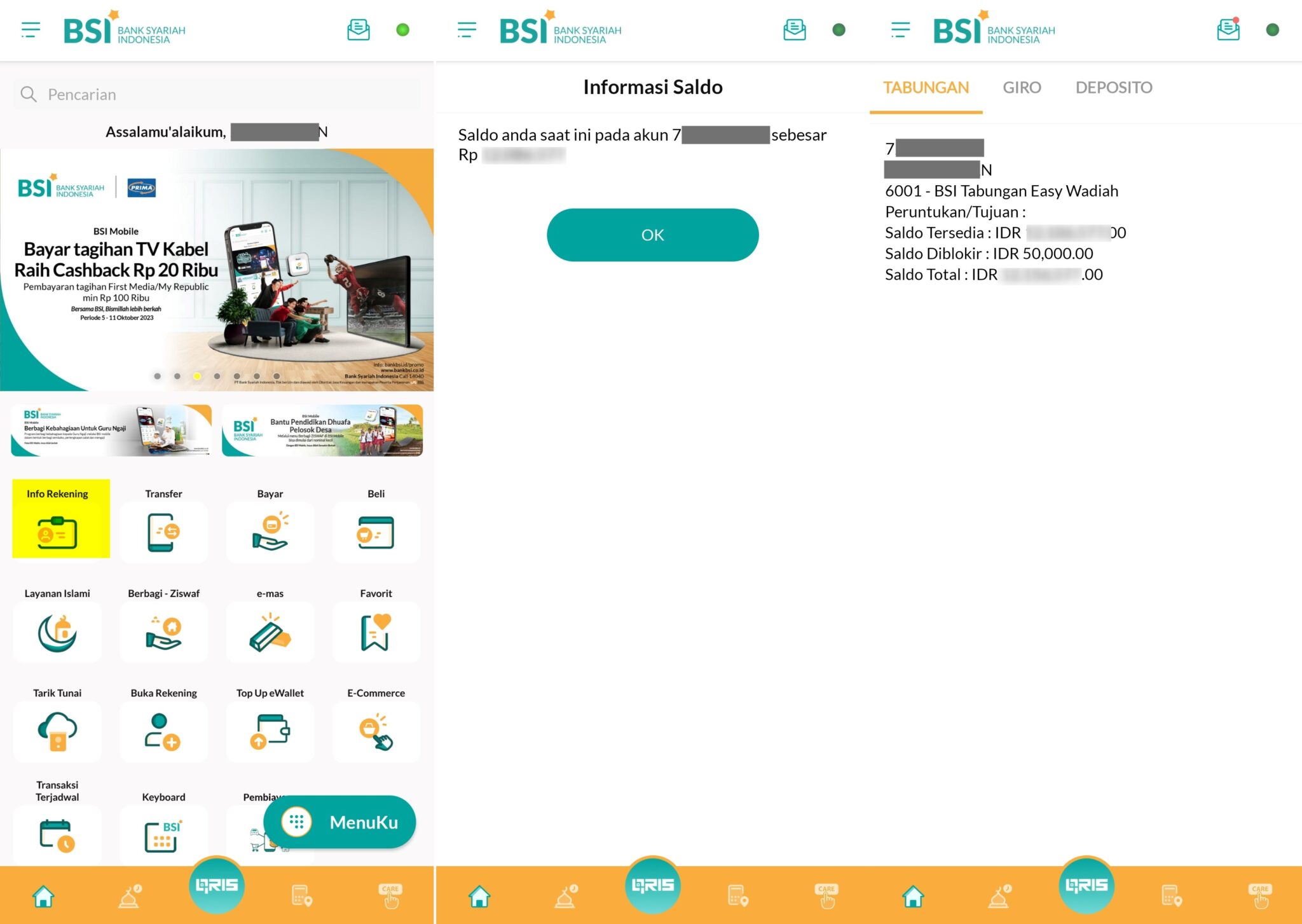 Cek Nomor Rekening BSI di aplikasi mobile atau buku tabungan - Sepoin